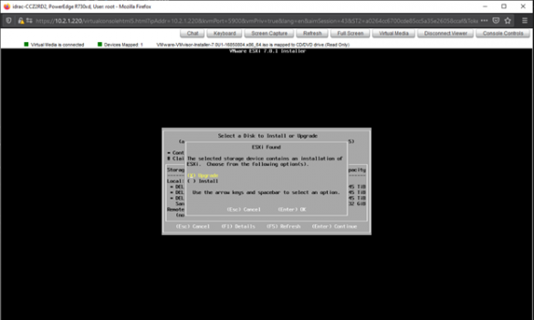 Installing / Upgrading VMware vSphere ESXi 7 Update 1 via iDRAC 8 ...