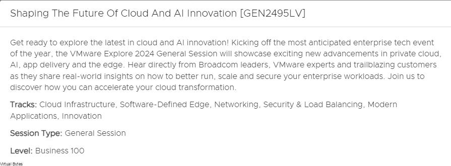 Exciting New Sessions at VMware Explore 2024! – Virtual Bytes Exciting New Sessions at VMware Explore 2024! – Virtual Bytes